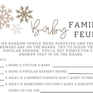 Baby It's Cold Outside Baby Shower Theme Unique Family Feud Game (3 ...