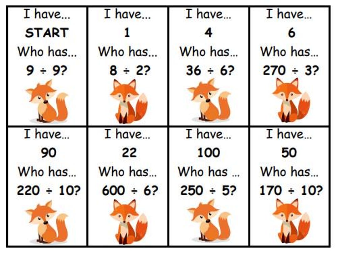Division Facts Game: Homeschool Learning Activity (digital Download) - Etsy