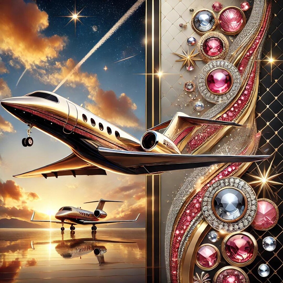 Luxe Jetsetter – Luxury Private Jet Art Print | Glamorous Pink & Gold ...