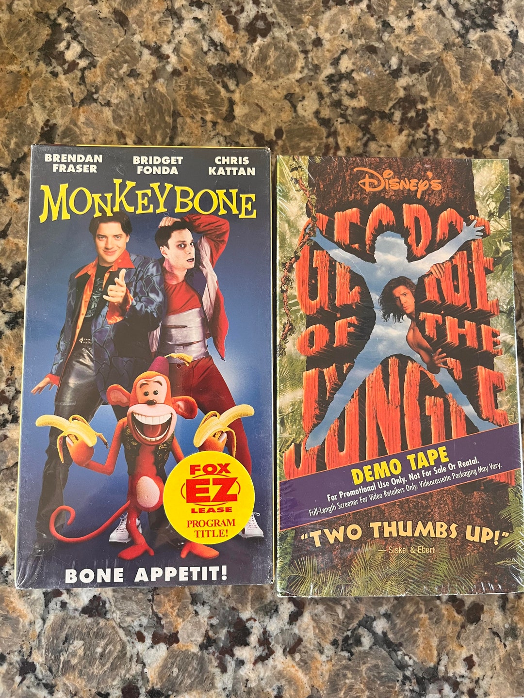 Lot of 2 VHS Tapes Monkey Bone factory Sealed, Rare Demo Tape and George of the Jungle rare Demo ...