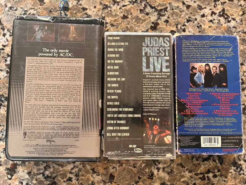 LOT of 3 Rock/heavy Metal 1980s VHS Tapes ACDC, Judas Priest, Def ...