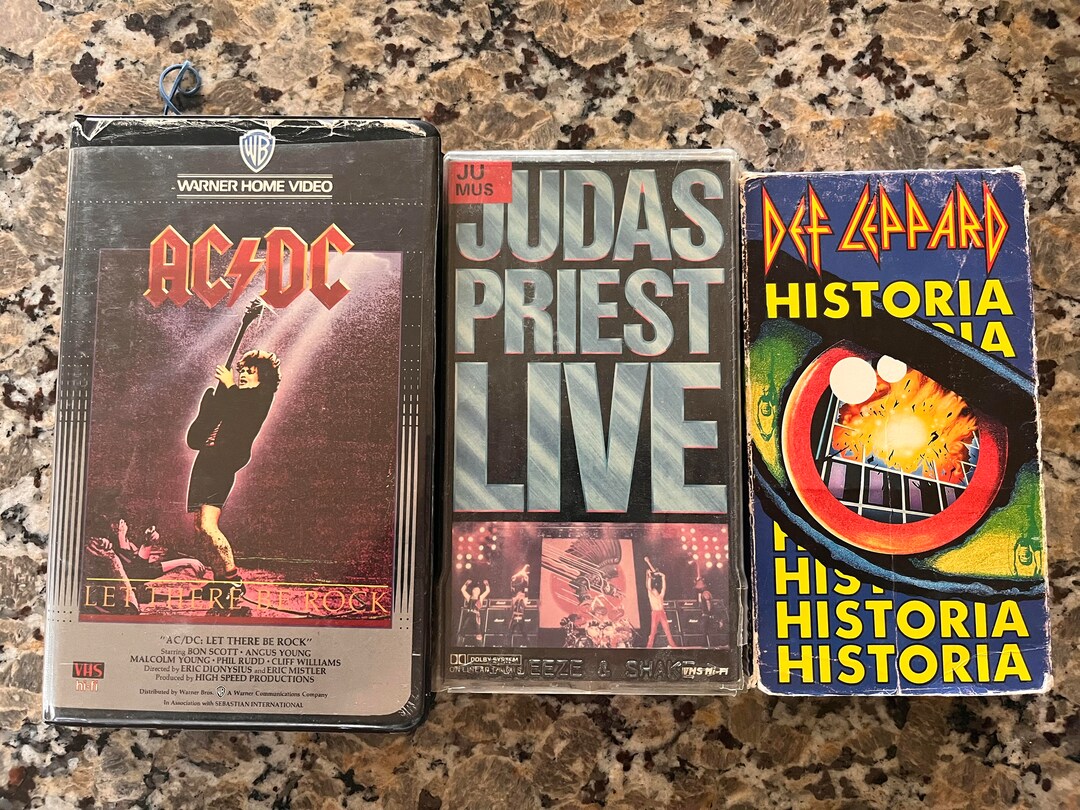 LOT of 3 Rock/heavy Metal 1980s VHS Tapes ACDC, Judas Priest, Def ...
