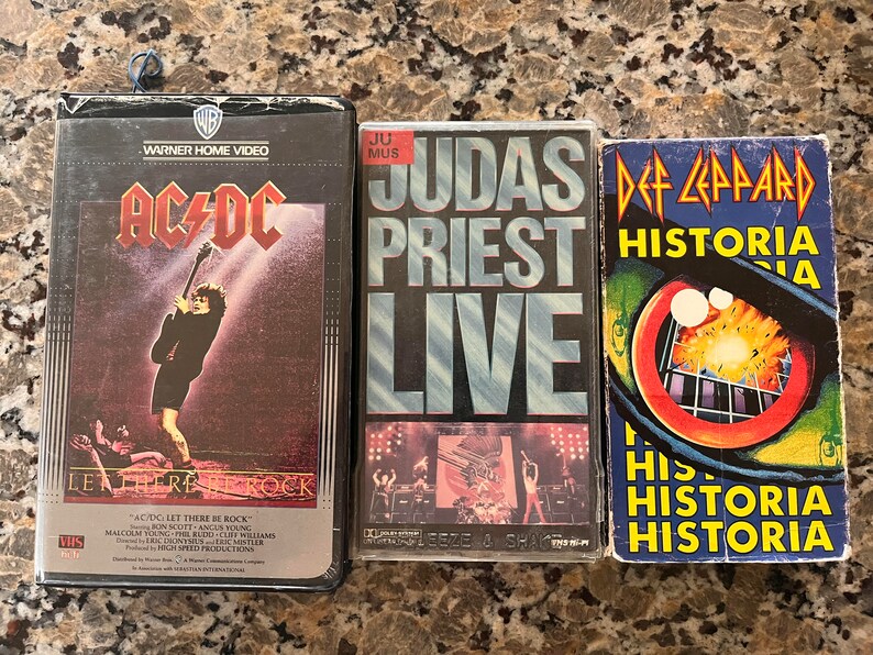 LOT of 3 Rock/heavy Metal 1980s VHS Tapes ACDC, Judas Priest, Def ...