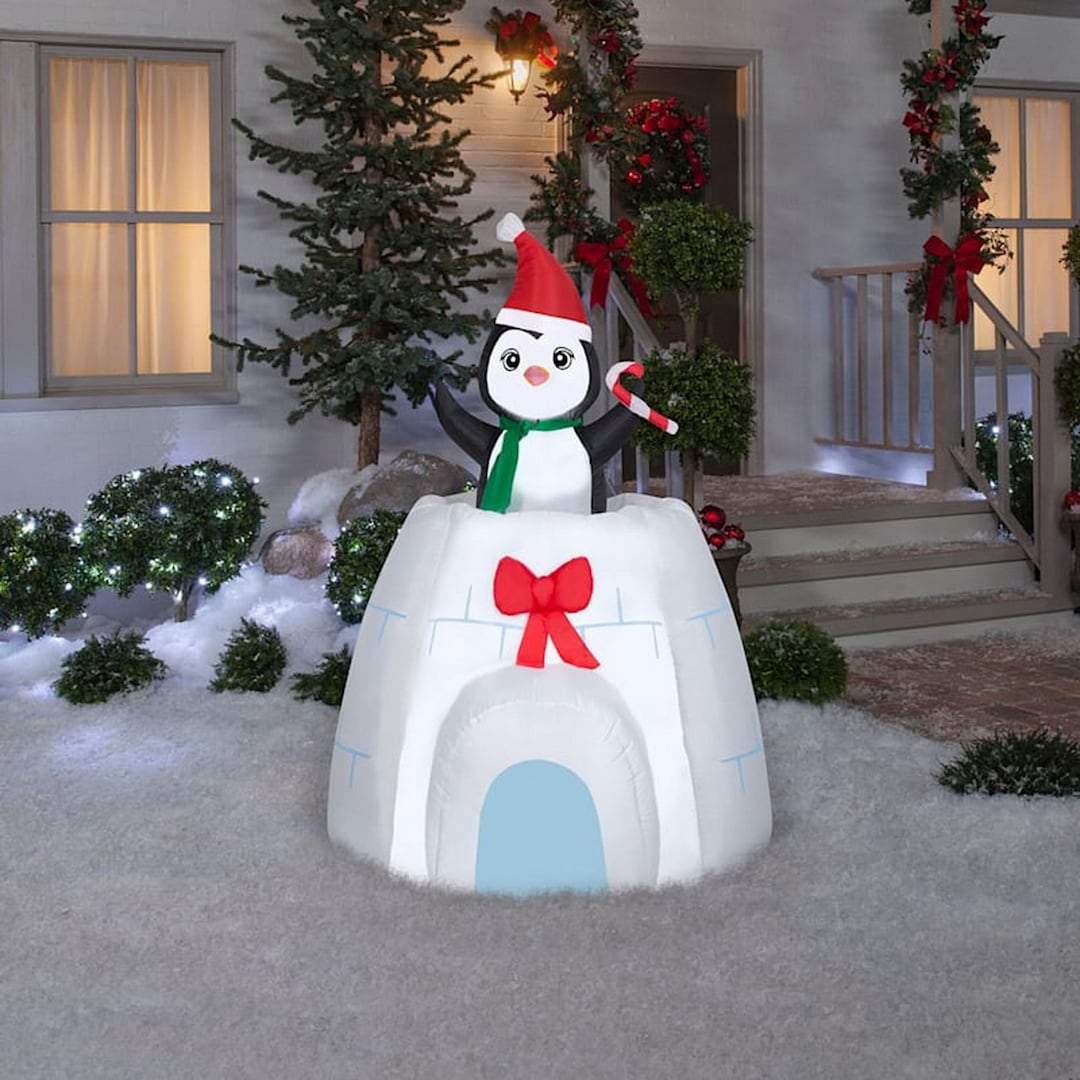 Inflatable Pop-up Penguin in Igloo 5' Stakes and Bows - Etsy