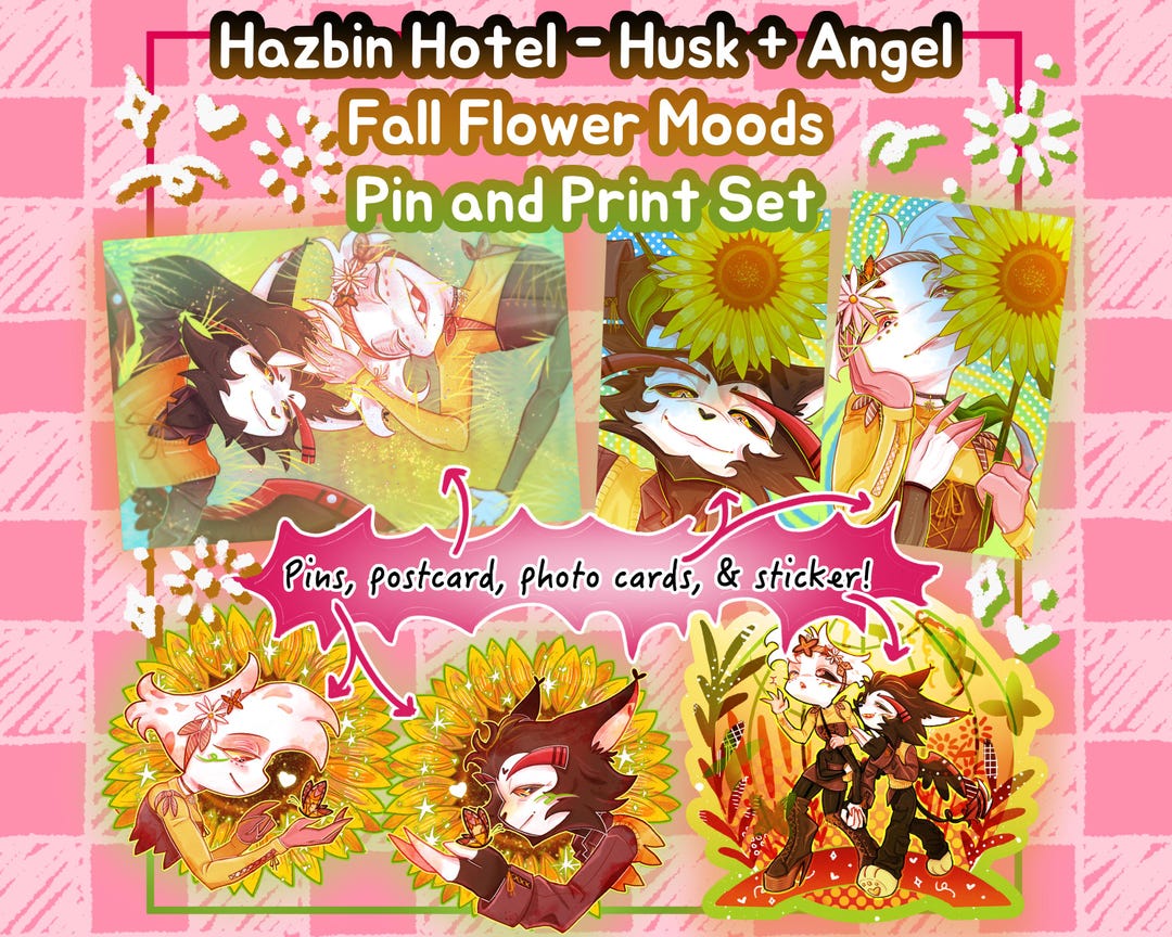 Husk + Angel Dust Fall Flower Moods Pin & Print Set [hazbin Hotel] - Etsy