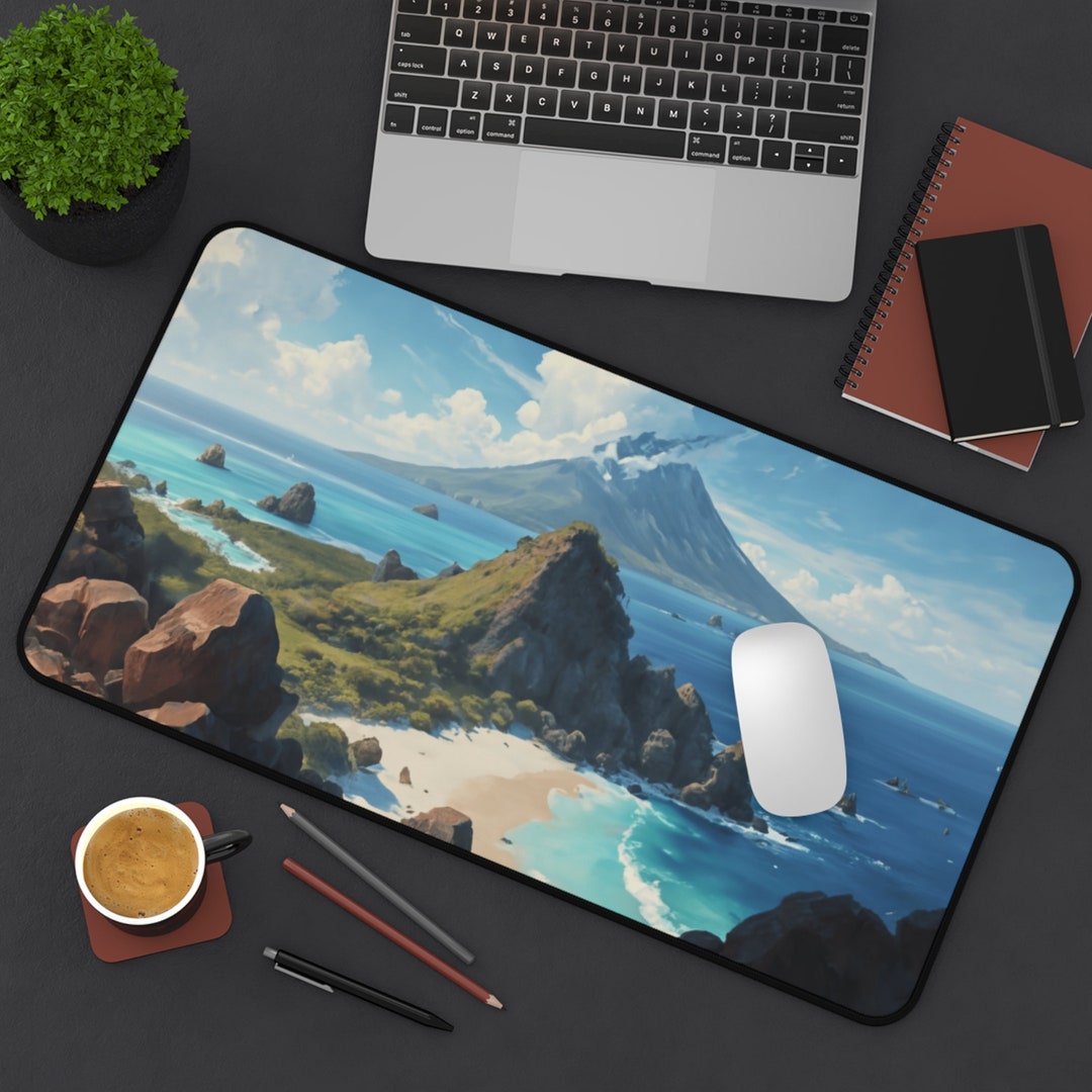 Tropical Island Desk Mat, Gaming Desk Mat, Nature Desk Mat, Computer ...