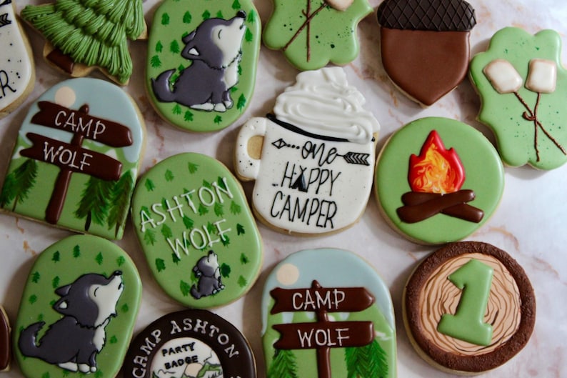 Camping Themed Birthday Sugar Cookies. - Etsy