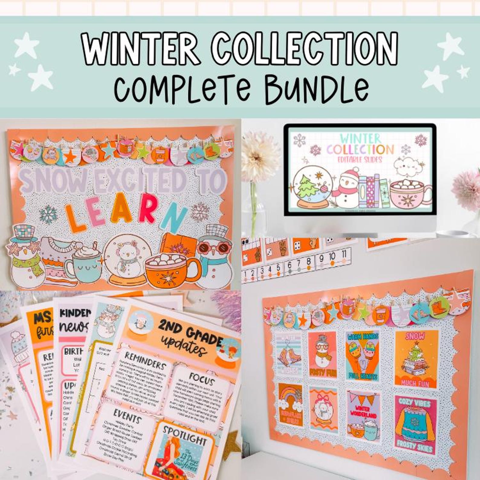 Winter Classroom Decor Bundle, Winter Bulletin Board, Winter Posters ...