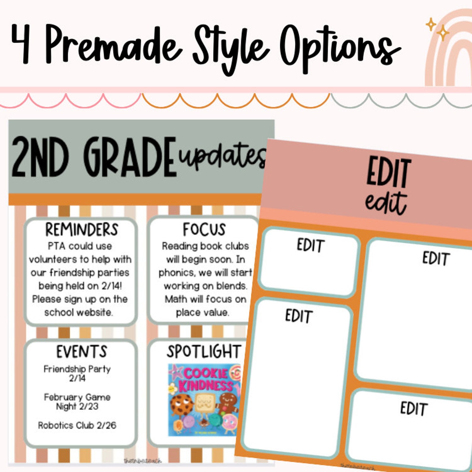 Newsletter Template, Class Newsletter, Boho Rainbow, Editable Template ...