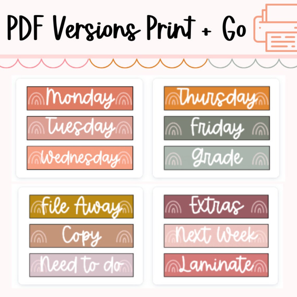 10 Drawer Cart Labels, Boho Rainbow, Decor Bundle, Calm Classroom Decor ...