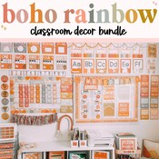 Boho Rainbow Classroom Decor Bundle, Editable, Calm Classroom Decor ...