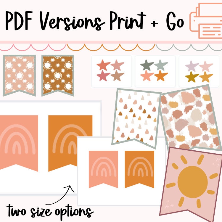 Banner Pieces, Classroom Banner, Boho Rainbow, Classroom Organization ...