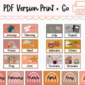 Classroom Labels, Monthly Labels, Boho Rainbow, Classroom Organization ...