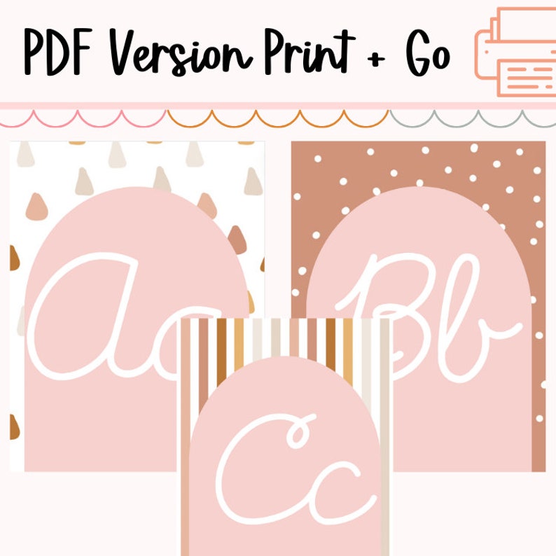 Cursive Alphabet Posters, Boho Rainbow, Decor Bundle, Calm Classroom ...