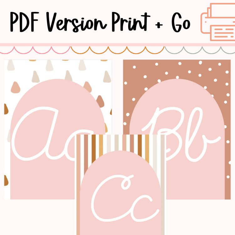 Cursive Alphabet Posters, Boho Rainbow, Decor Bundle, Calm Classroom ...