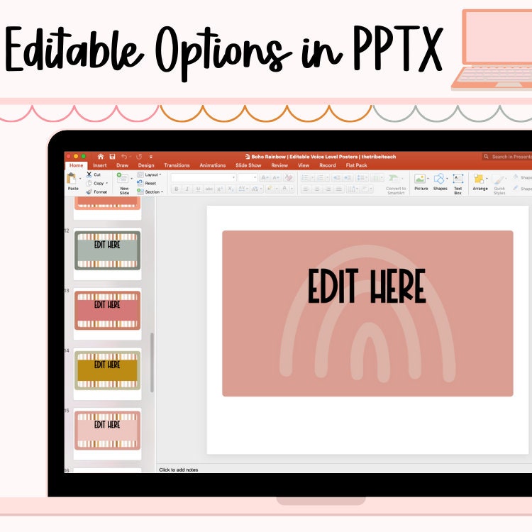 Voice Level Posters, Editable Posters, Boho Rainbow, Classroom ...