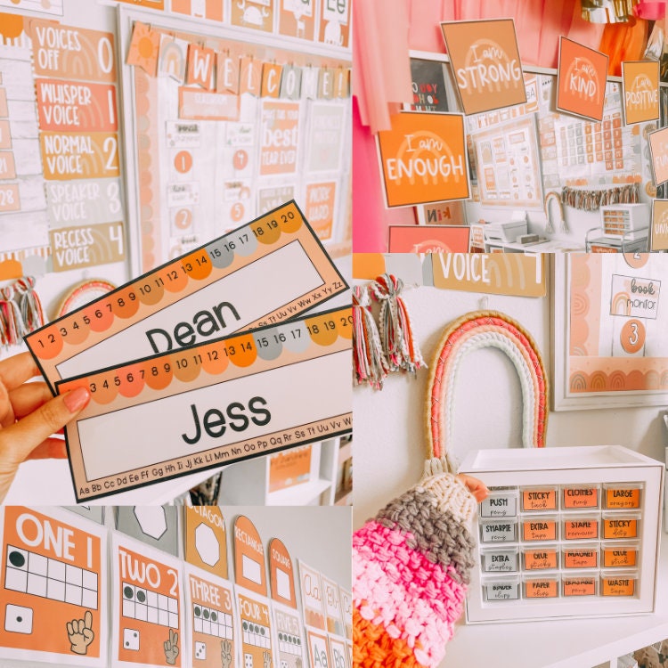 Boho Rainbow Classroom Decor Bundle, Editable, Calm Classroom Decor ...