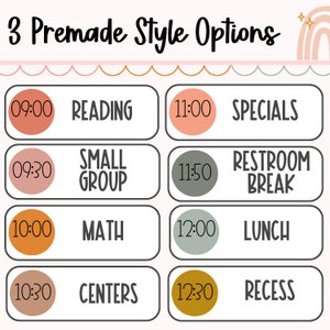 Schedule Cards, Class Schedule, Editable Labels, Boho Rainbow ...