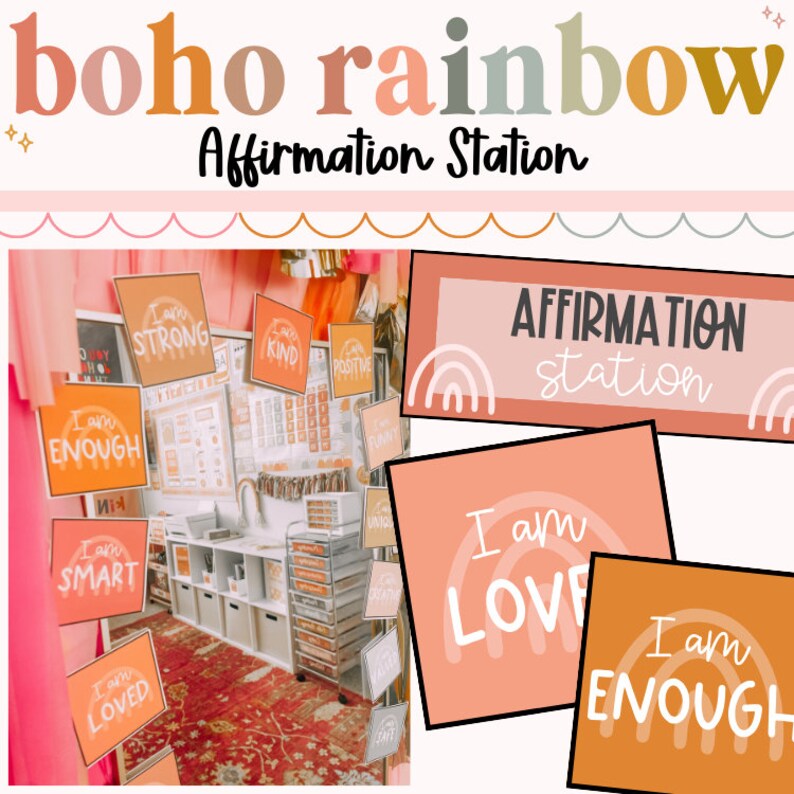 Affirmation Station, Positive Affirmations, Boho Rainbow, Classroom ...