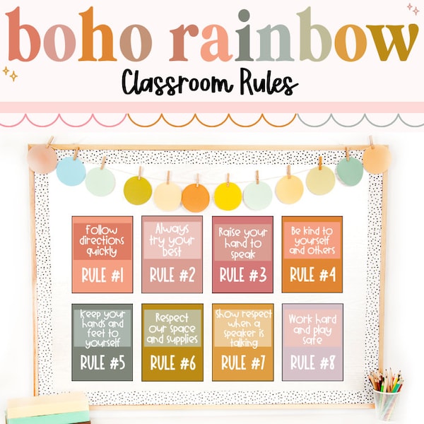 Class Rules Boho Rainbow - Etsy Class Rules Boho Rainbow - Etsy