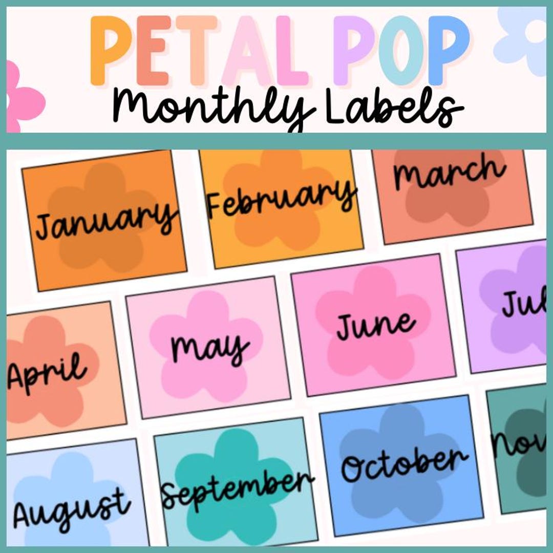 Month Labels, Pastel Classroom, Floral Classroom, Bright Classroom ...