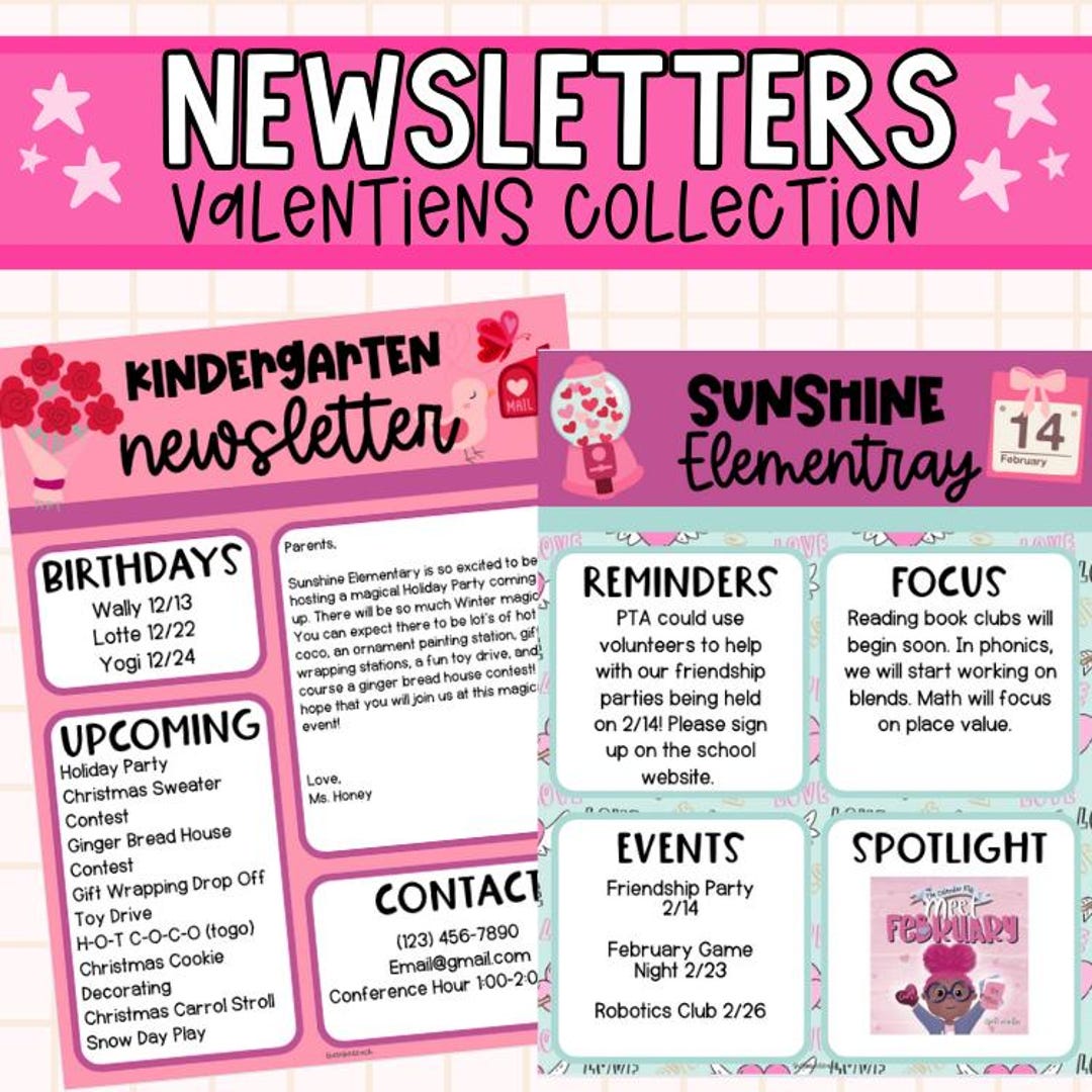 Valentines Newsletters, Newsletter Template, Class Newsletter, Editable ...