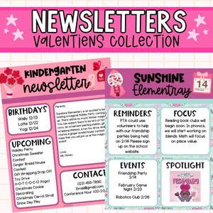 Valentines Newsletters, Newsletter Template, Class Newsletter, Editable ...