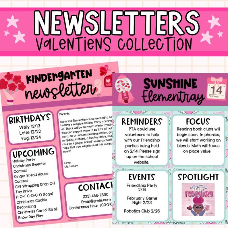 Valentines Newsletters, Newsletter Template, Class Newsletter, Editable ...