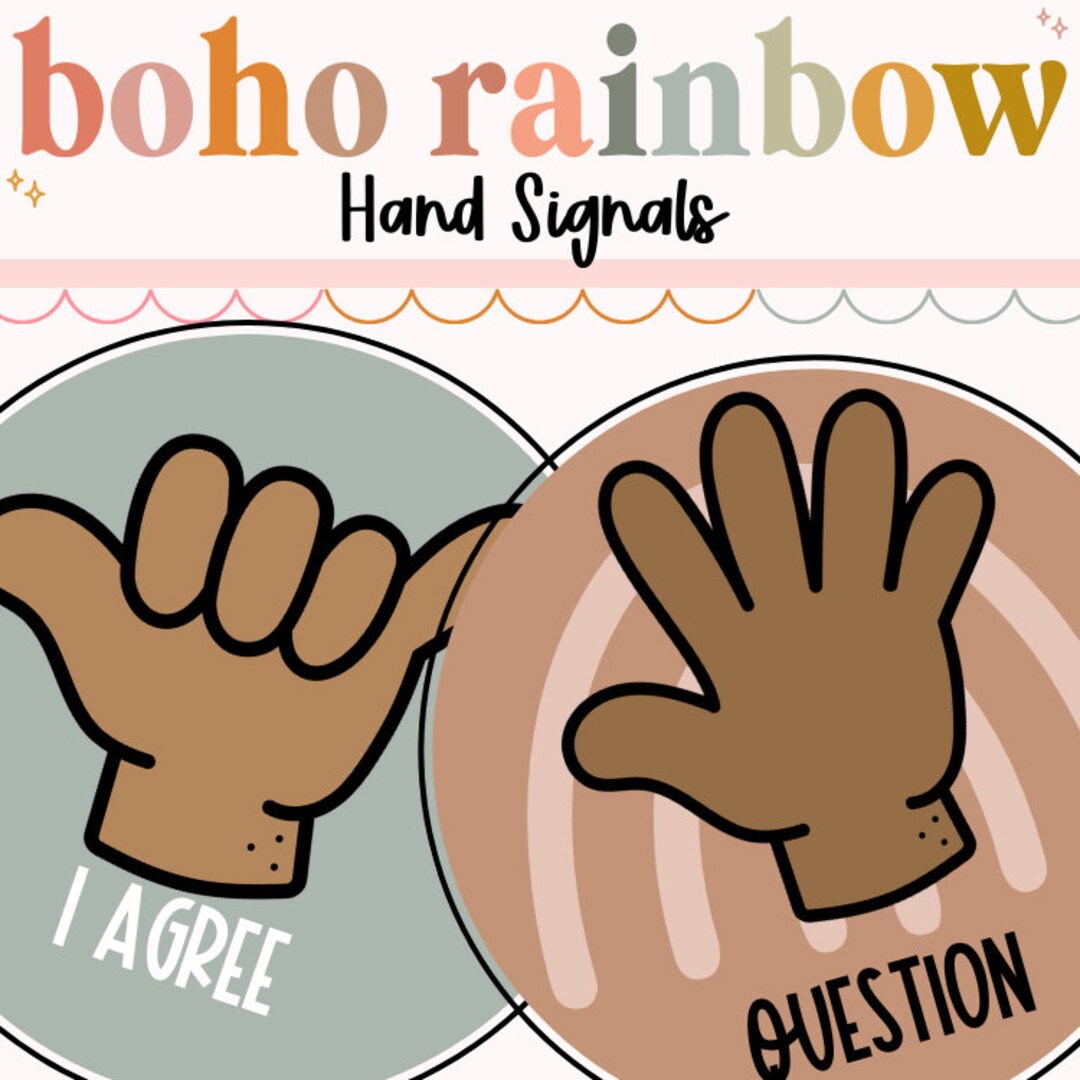 Hand Signals, Classroom Posters, Boho Rainbow, Classroom Organization ...
