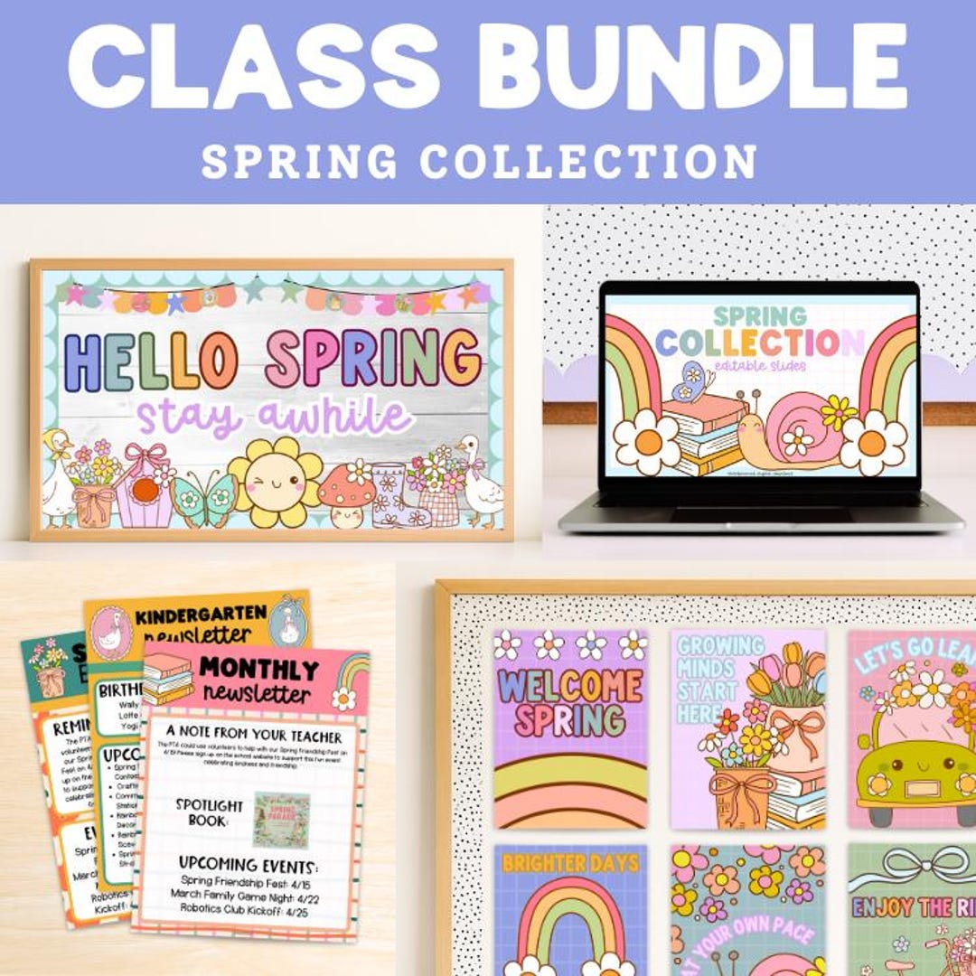 Spring Classroom Decor Bundle, Editable Slides, Newsletters, Posters ...