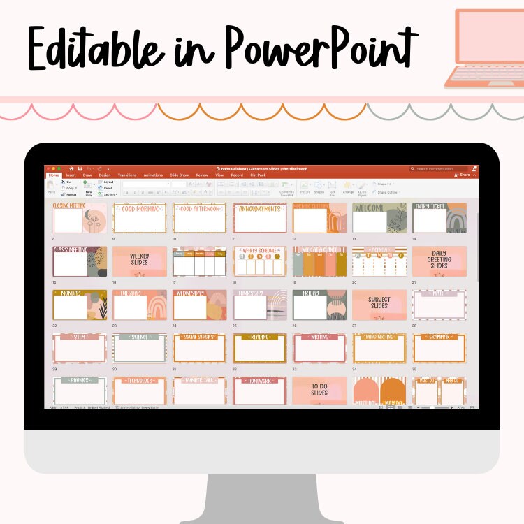 Classroom Slides, Daily Slides, Boho Rainbow, Classroom Organization ...