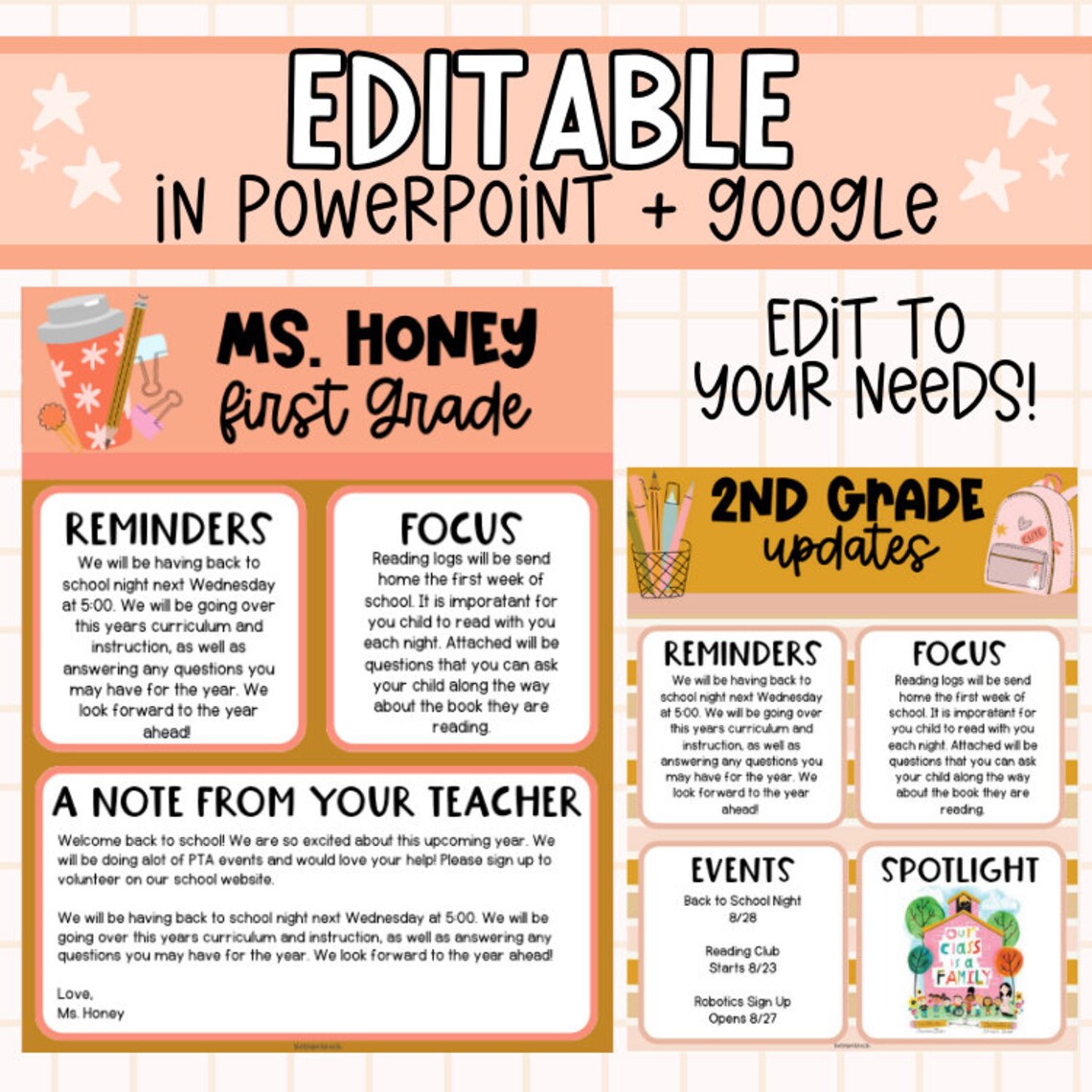 Newsletter Template, Class Newsletter, Back to School, Editable ...