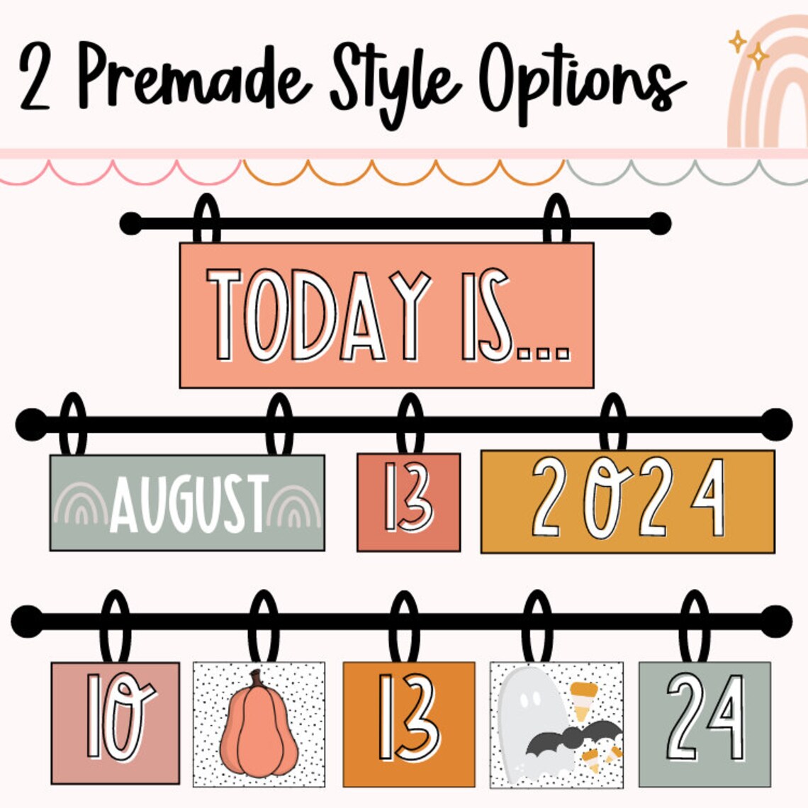 Flip Calendar, Classroom Calendar, Boho Rainbow, Classroom Organization ...