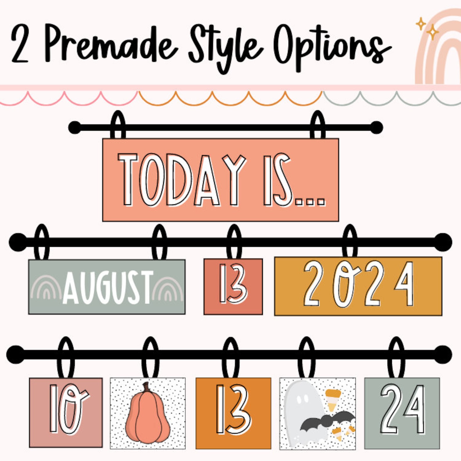 Flip Calendar, Classroom Calendar, Boho Rainbow, Classroom Organization ...