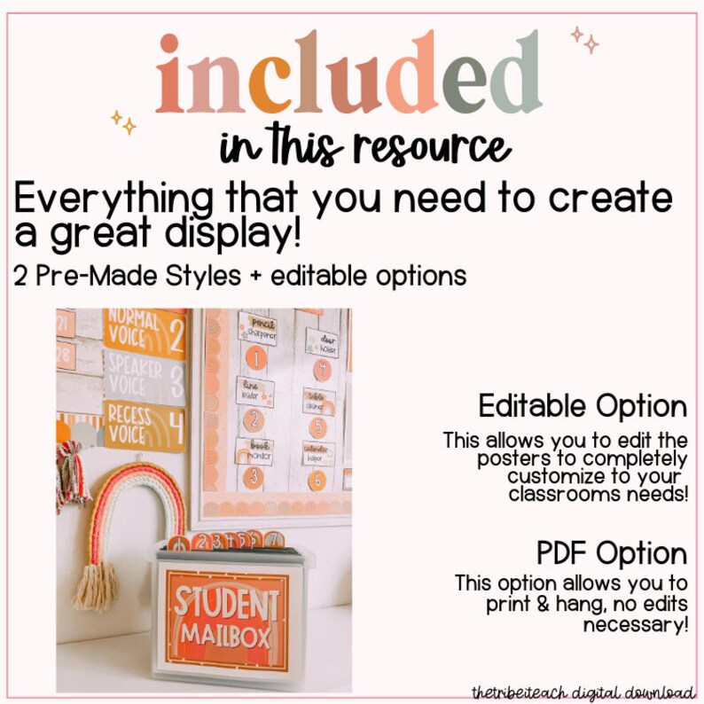 Student Files, File System, Classroom Files, Student Mailbox, Boho ...