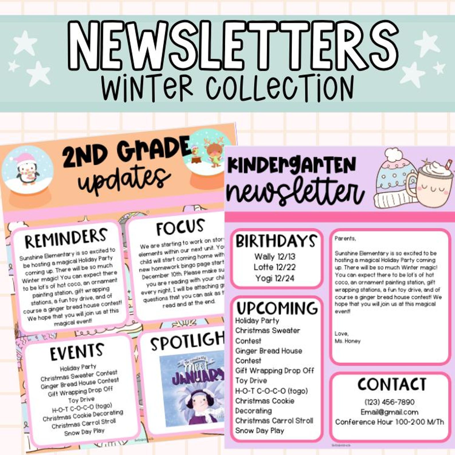Winter Newsletters, Newsletter Template, Class Newsletter, Editable ...