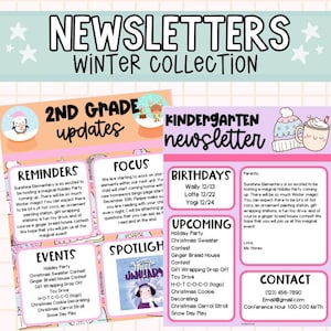 Winter Newsletters, Newsletter Template, Class Newsletter, Editable ...