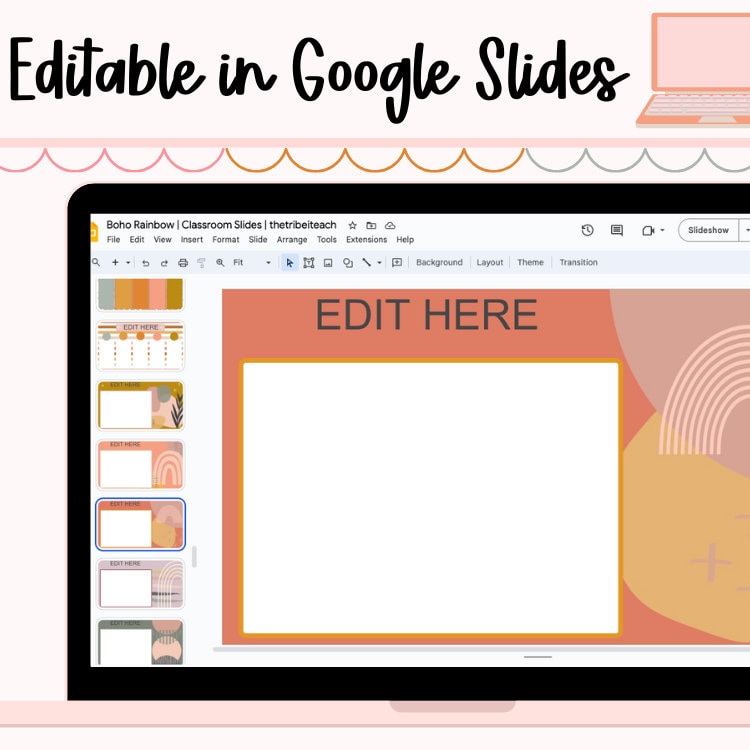 Classroom Slides, Daily Slides, Boho Rainbow, Classroom Organization ...