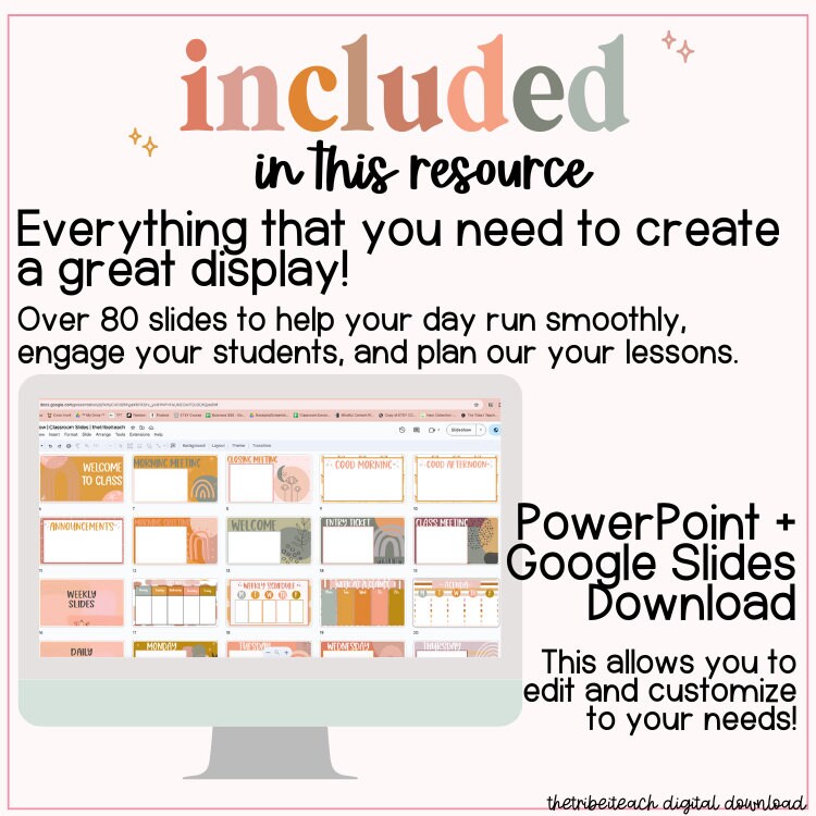 Classroom Slides, Daily Slides, Boho Rainbow, Classroom Organization ...