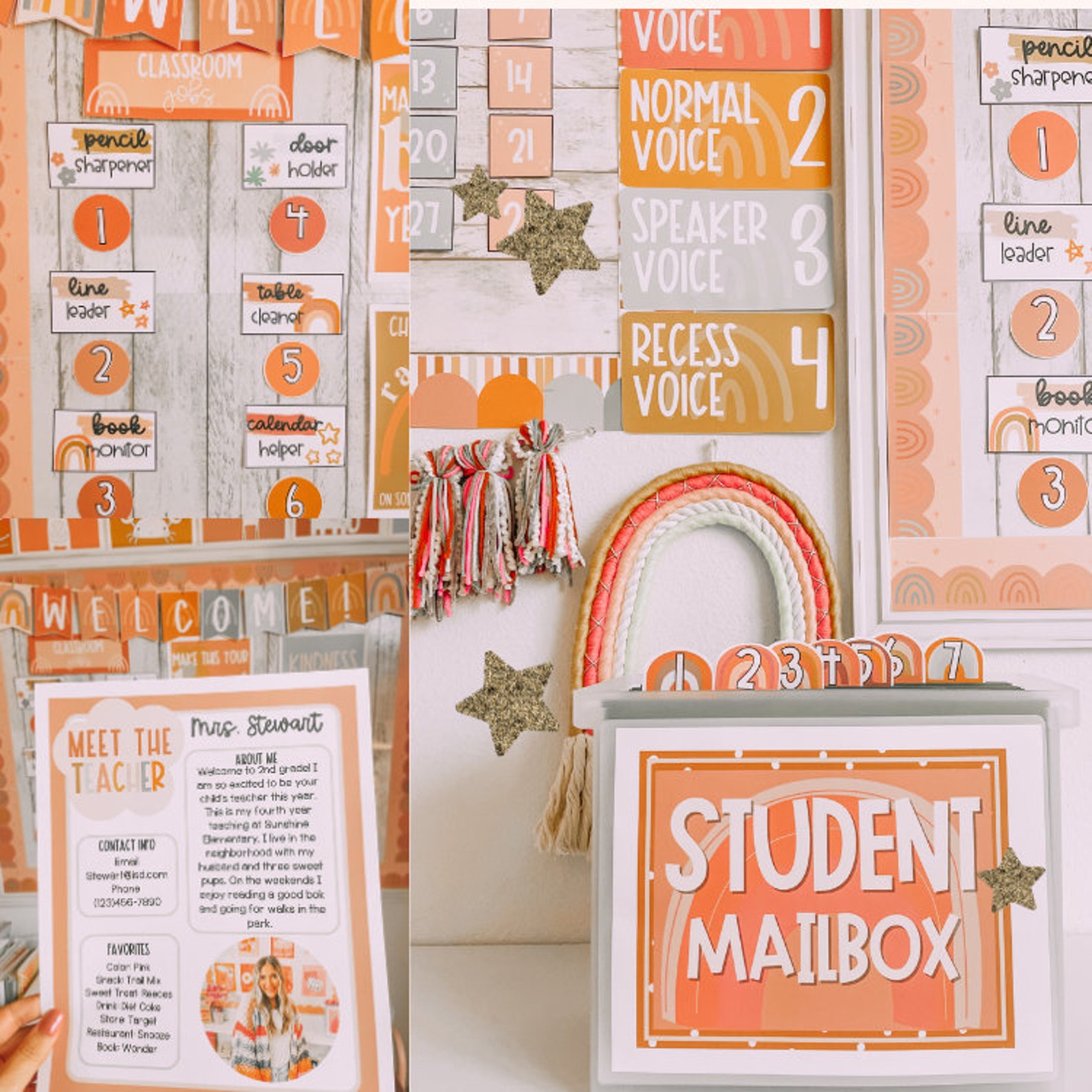 Boho Rainbow Classroom Decor Bundle, Editable, Calm Classroom Decor ...