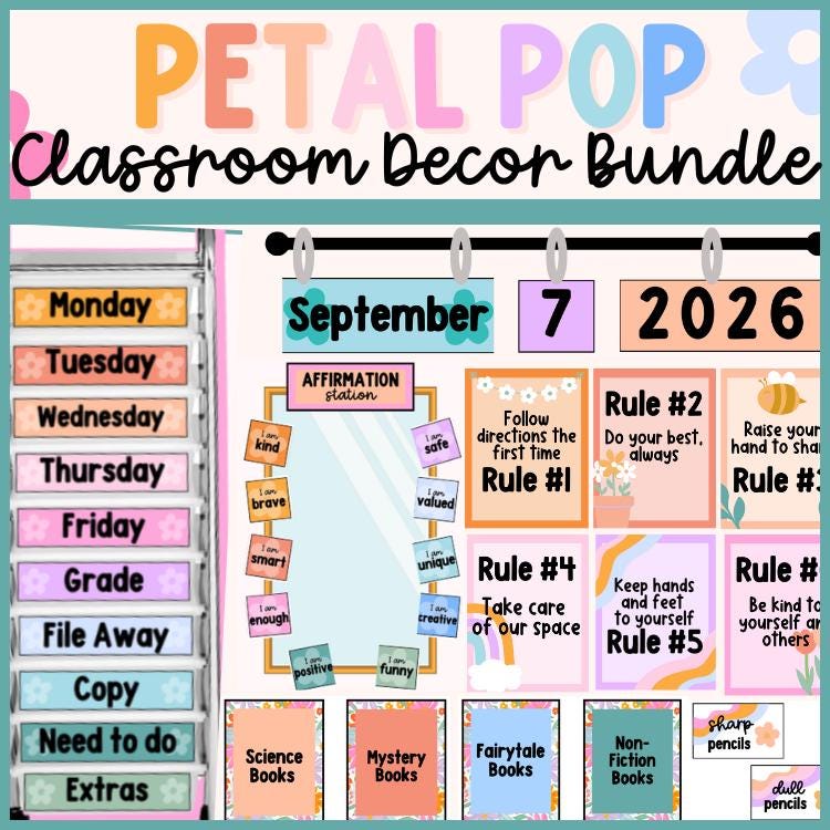 Petal Pop Pastel Classroom Decor Bundle, Calm Classroom Decor ...