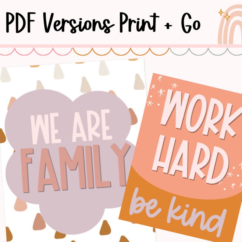 Classroom Motivational Posters, Classroom Posters, Boho Rainbow ...