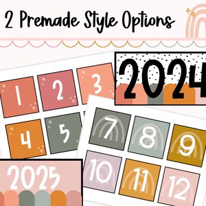 Classroom Calendar, School Calendar, Boho Rainbow, Decor Bundle, Calm ...