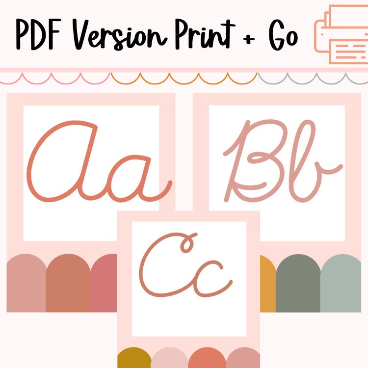 Cursive Alphabet Posters, Boho Rainbow, Decor Bundle, Calm Classroom ...