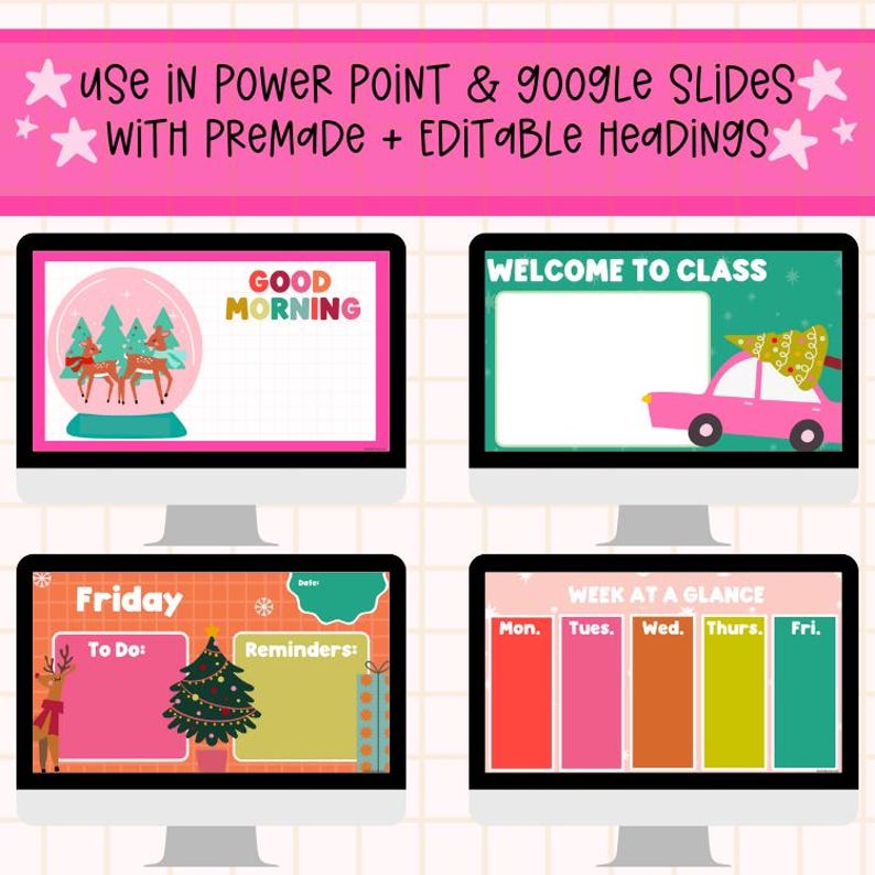 Christmas Classroom Slides, Daily Slides, Editable Slide Templates ...