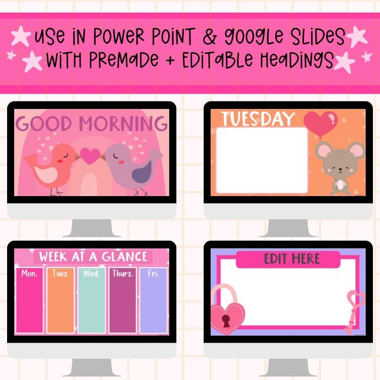 Valentines Classroom Slides, Daily Slides, Editable Slide Template ...