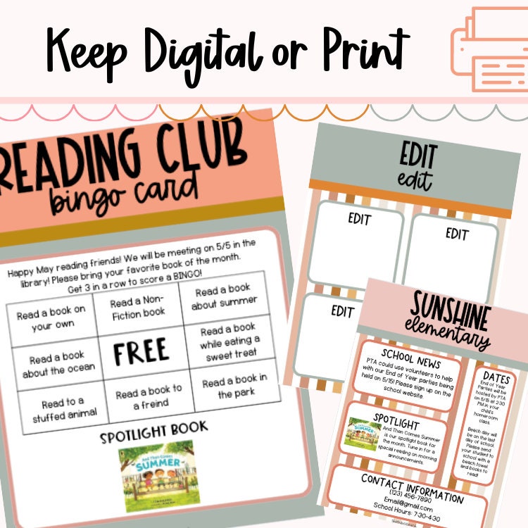 Newsletter Template, Class Newsletter, Boho Rainbow, Editable Template ...