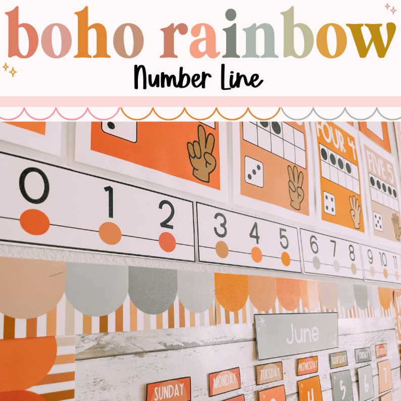 Number Line, Class Number Line, Boho Rainbow, Classroom Organization ...