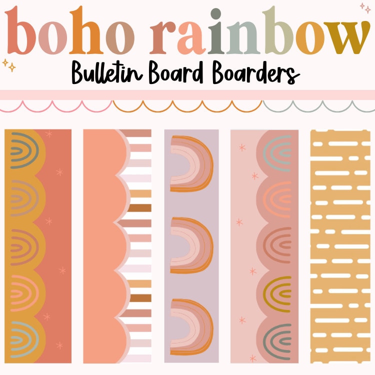 Bulletin Board Boarders, Boho Rainbow, Decor Bundle, Calm Classroom ...