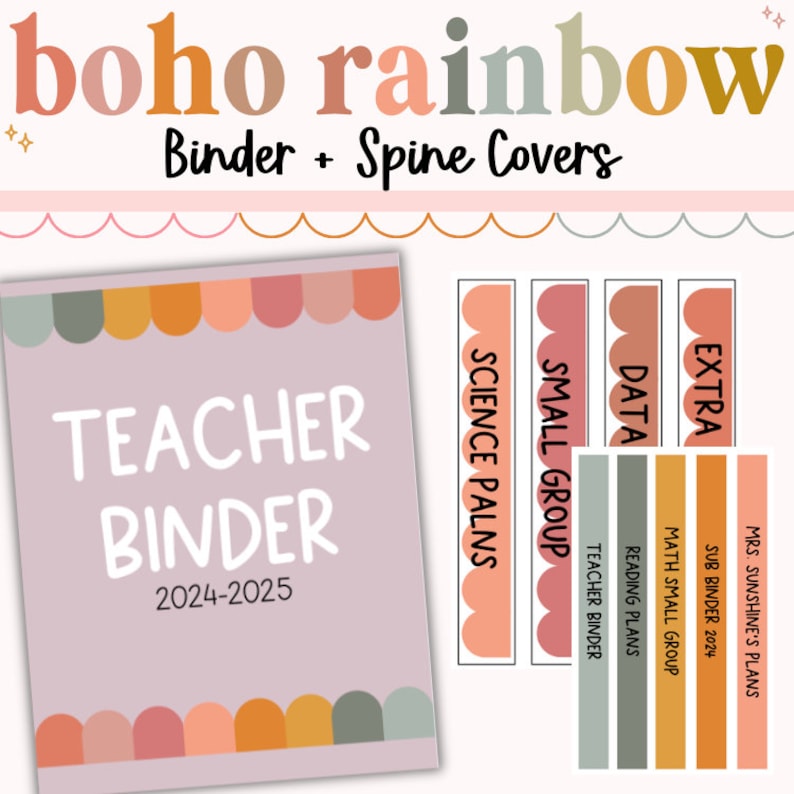 Binder Covers, Boho Rainbow, Calm Classroom Decor, Classroom ...